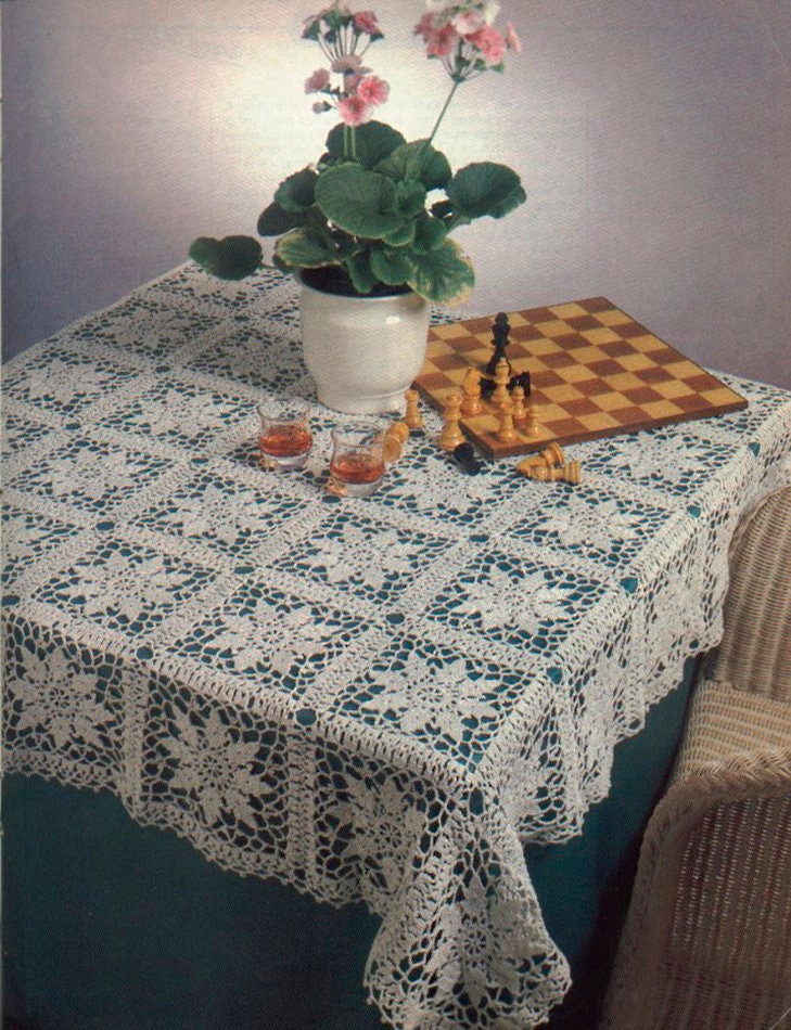 Vintage Chart Crochet Pattern Tablecloth Motifs Size: - Etsy