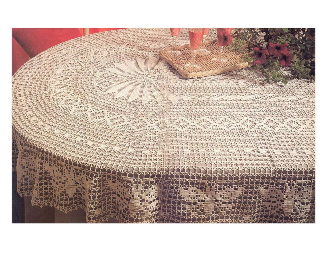 Filet Crochet Pattern Oval Tablecloth Size: About 57 X 84 - Etsy