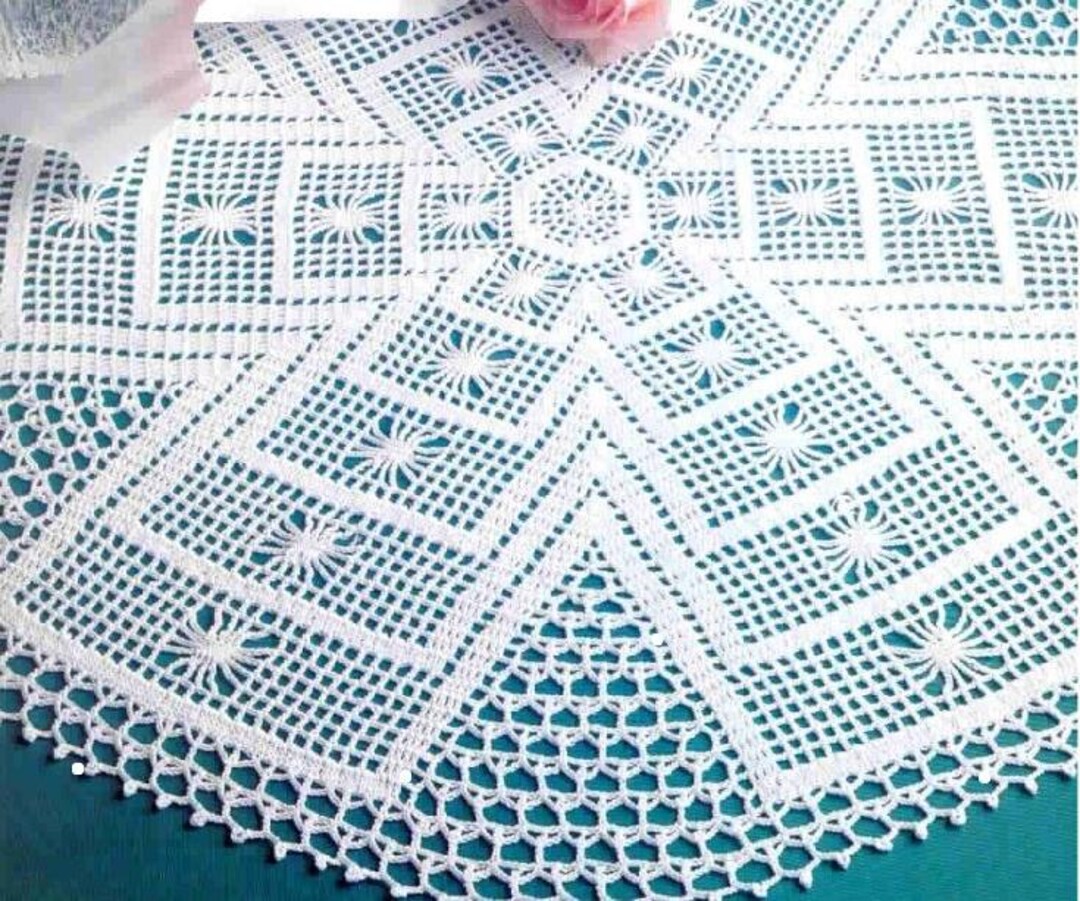 Filet Lace Table Center Vintage Crochet Pattern Size: 18 Ins 47 Cm ...
