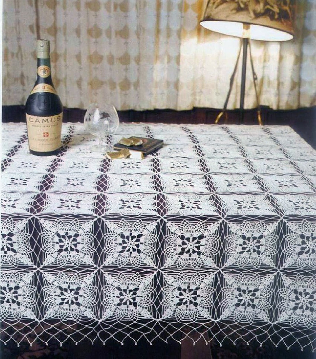 Lace Motifs Pineapple Tablecloth Crochet Pattern Size: 142 X 98 Cm 36 X ...