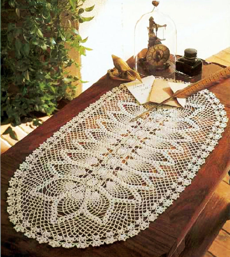 Vintage Chart Crochet Pattern Oval Pineapple Table Runner - Etsy