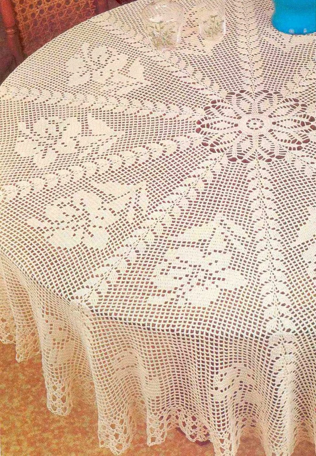 Chart Round Tablecloth Vintage Chart Crochet Pattern Giant Hibiscus ...