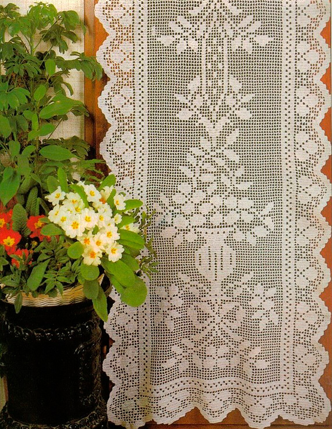 Filet Lacy Curtains Crochet Pattern Size: 24x59 Ins 60x148 Cm Country ...