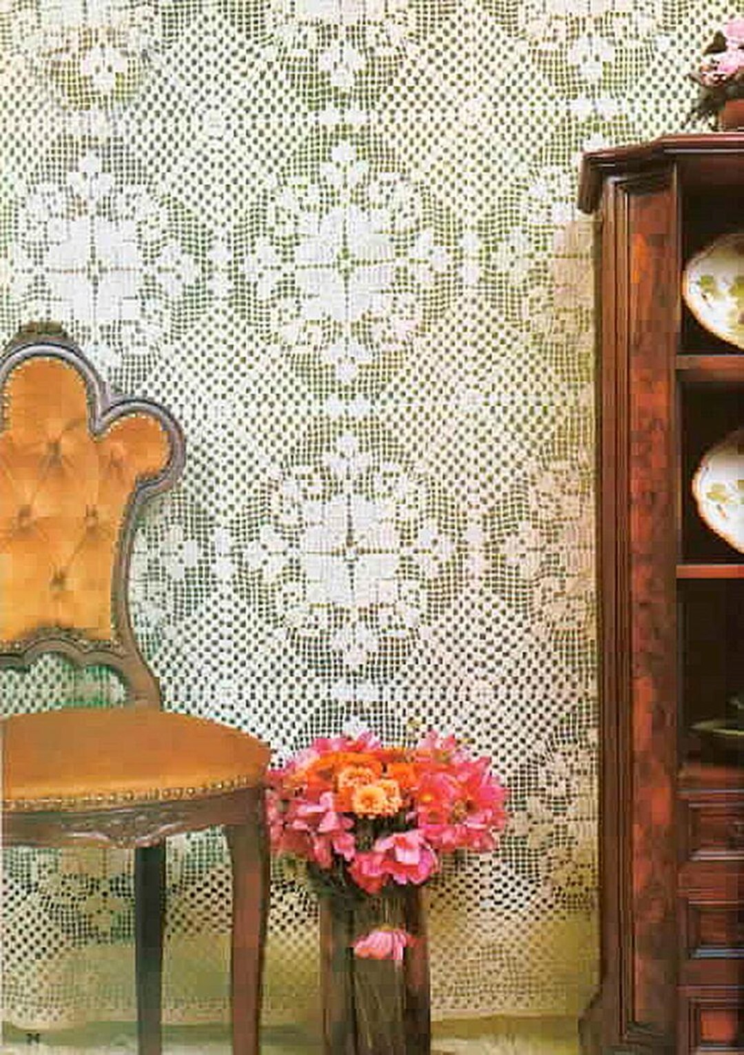 Filet Curtains Crochet Pattern Lace Vintage Curtains Country Window ...