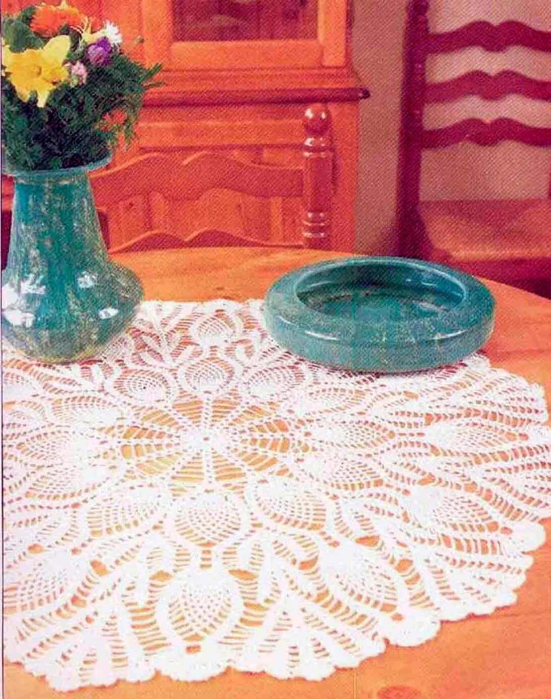 Pineapple Table Center Vintage Crochet Pattern Size: 25 Ins 64 Cm Round ...