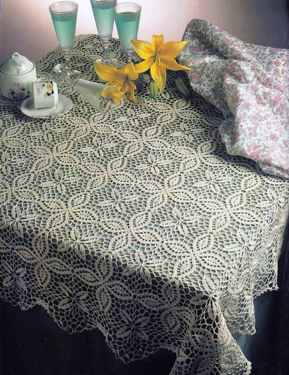 Vintage Crochet Pattern for Lace Motif Tablecloth Table | Etsy