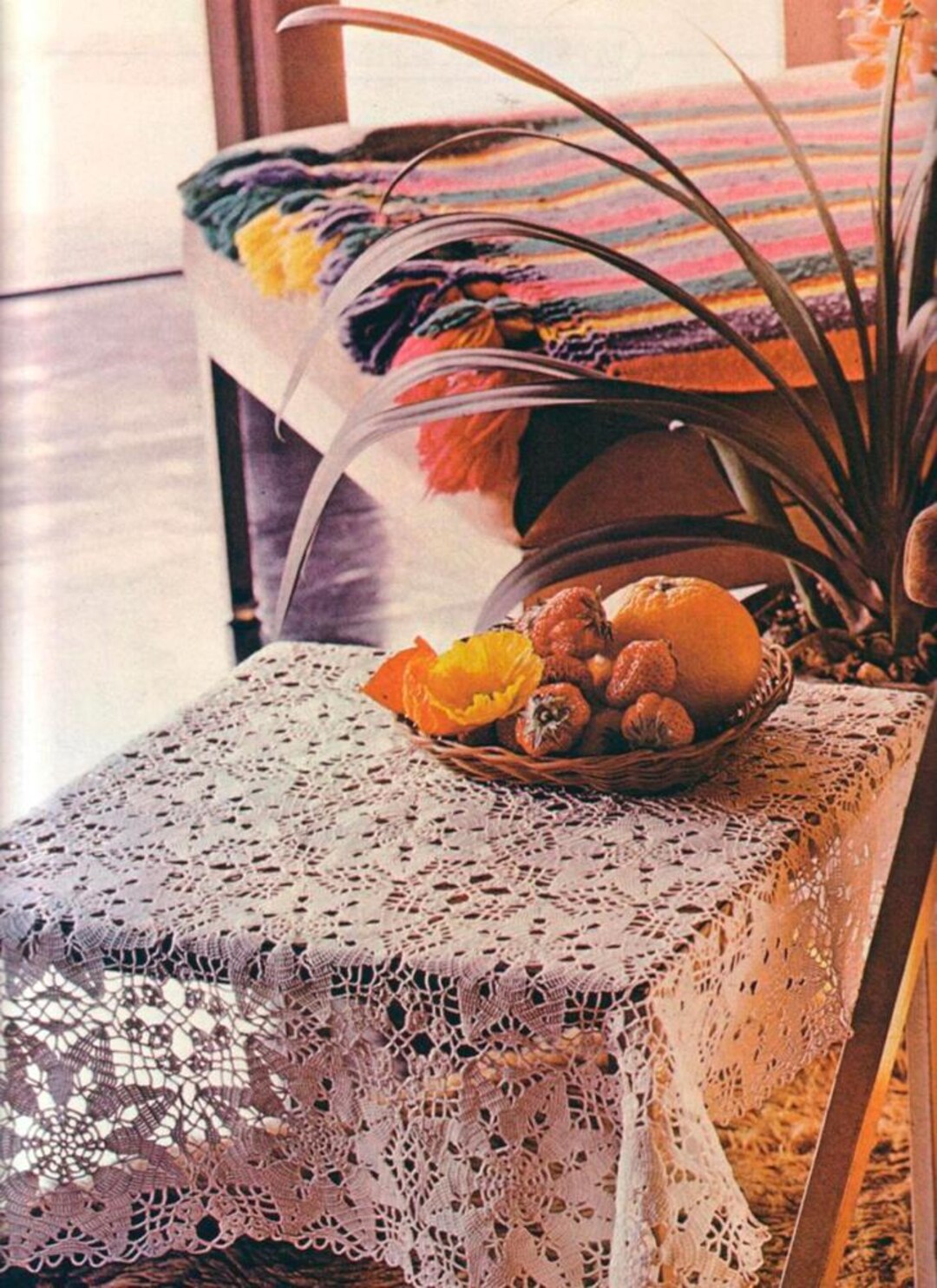 Lace Table Cover and Pillow Vintage Crochet Pattern Rectangular Tablecloth Crochet Pattern ...
