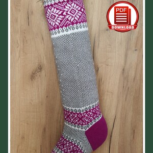 Knit Reindeer Stocking Pattern Fair Isle Christmas Stocking Large Santa ...