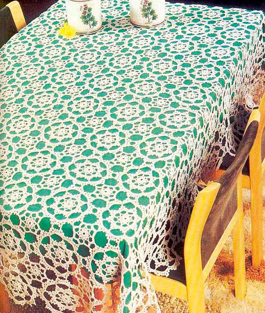 Lace Motifs Tablecloth Crochet Pattern Rectangle Table Cover Decorative ...