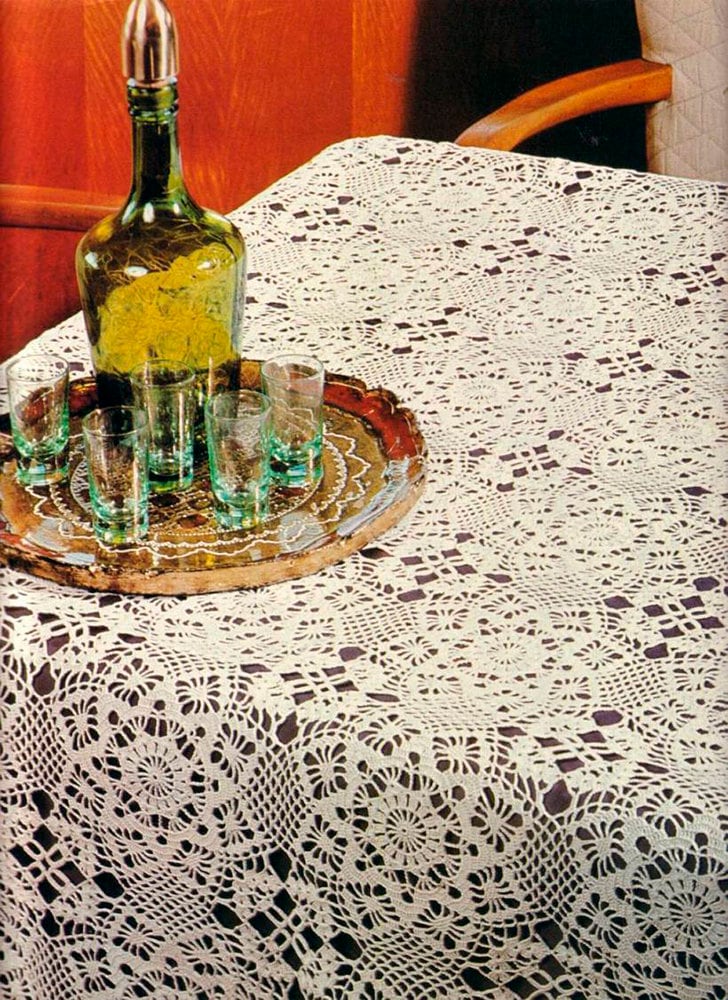 Vintage Chart Crochet Pattern Motifs Rectangular Tablecloth - Etsy