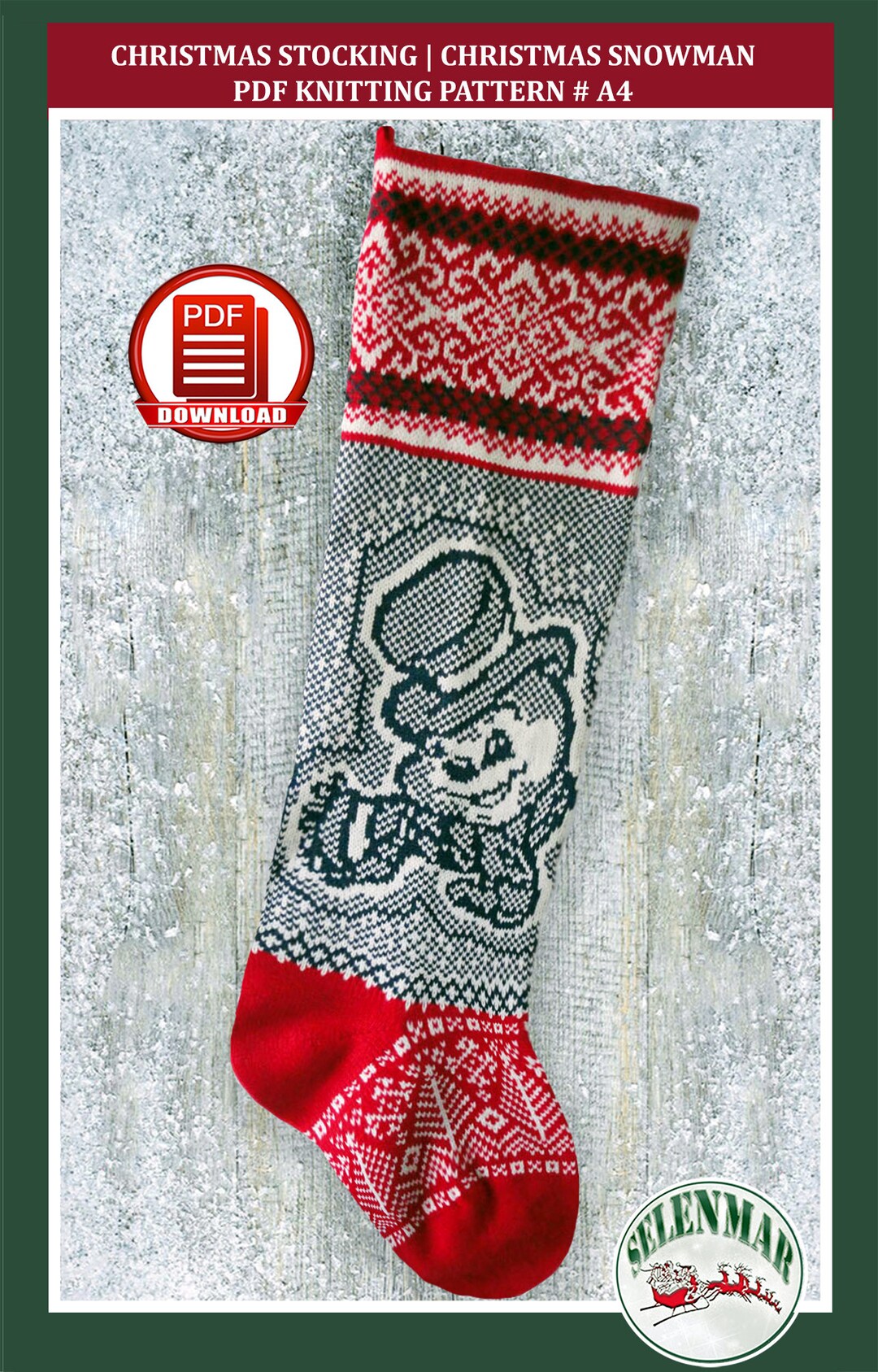 Funny Snowman Stocking Knitting Pattern Christmas Stocking Fair Isle ...