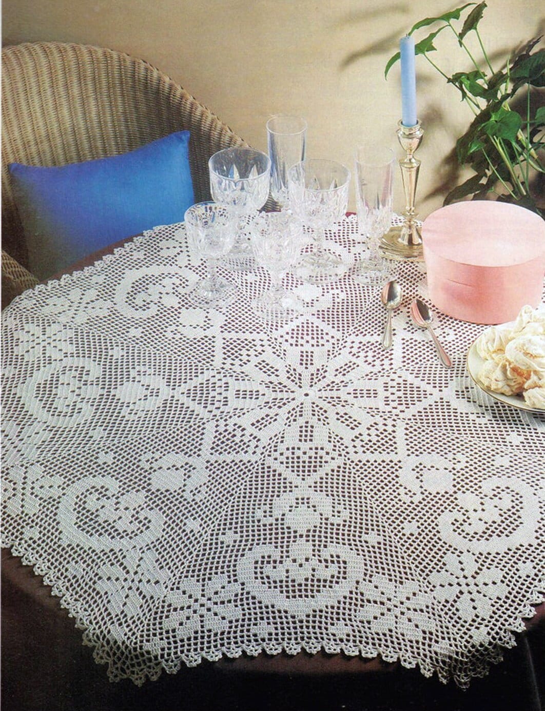 Filet Round Tablecloth Crochet Pattern Size: 35 Ins 89 Cm Lace Octagon ...