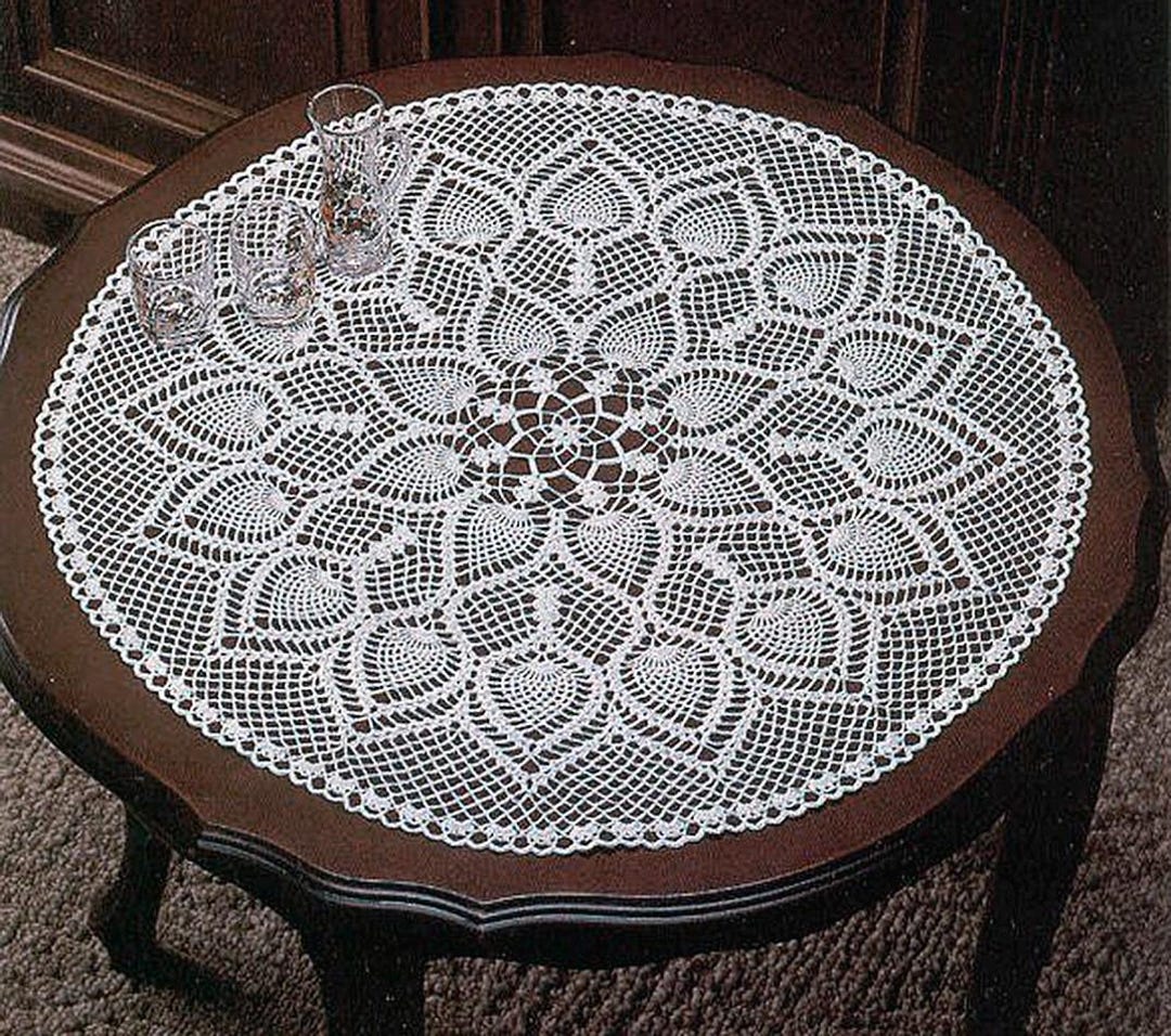 Pineapple Table Center Crochet Pattern Round Lace Centerpiece Doily ...