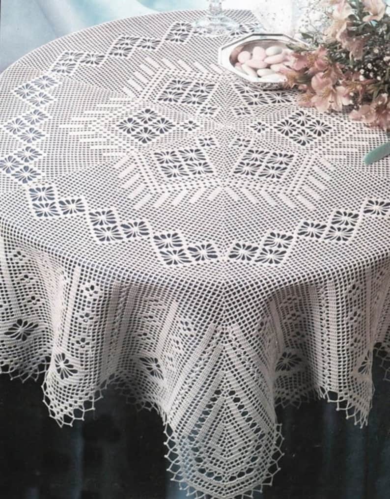 Vintage Chart Crochet Pattern Lace Tablecloth victorian - Etsy