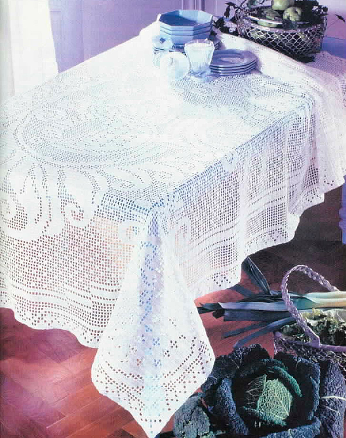 Filet Crochet Pattern Lacy Tablecloth Vintage Chart Crochet | Etsy España