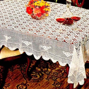 Rectangle Lace Tablecloth Crochet Pattern Size: 72 X 120 Ins 183 X 305 ...