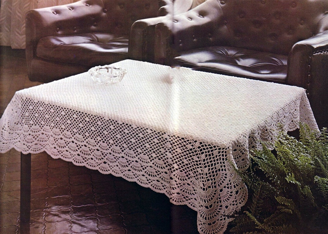 Square Lace Tablecloth Crochet Pattern Size: 89 Cm 36 Ins Lace Shell ...