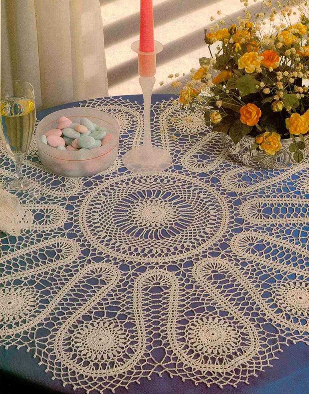 Lace Centerpiece Vintage Crochet Pattern Round Table Center Lacy Doily ...