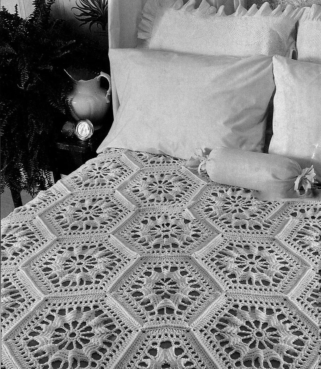 Lace Quilt Bedspread Crochet Pattern Size: About 71x99 Ins 4 Ply ...