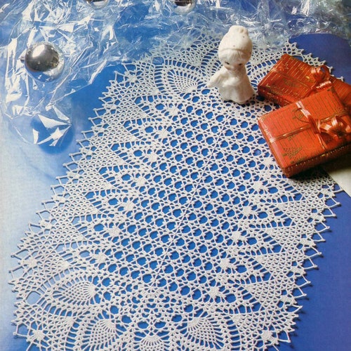 Crochet Pattern Table Runner Pineapple Rose Butterfly - Etsy