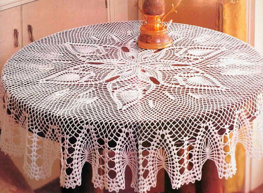 Round Lace Tablecloth Crochet Pattern Size: 42in 106cm Pineapple Table ...