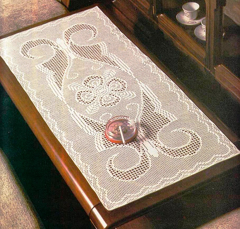 Filet Crochet Table Runner Vintage Pattern Size: 50 X 110 Cm 20 X 44 in ...