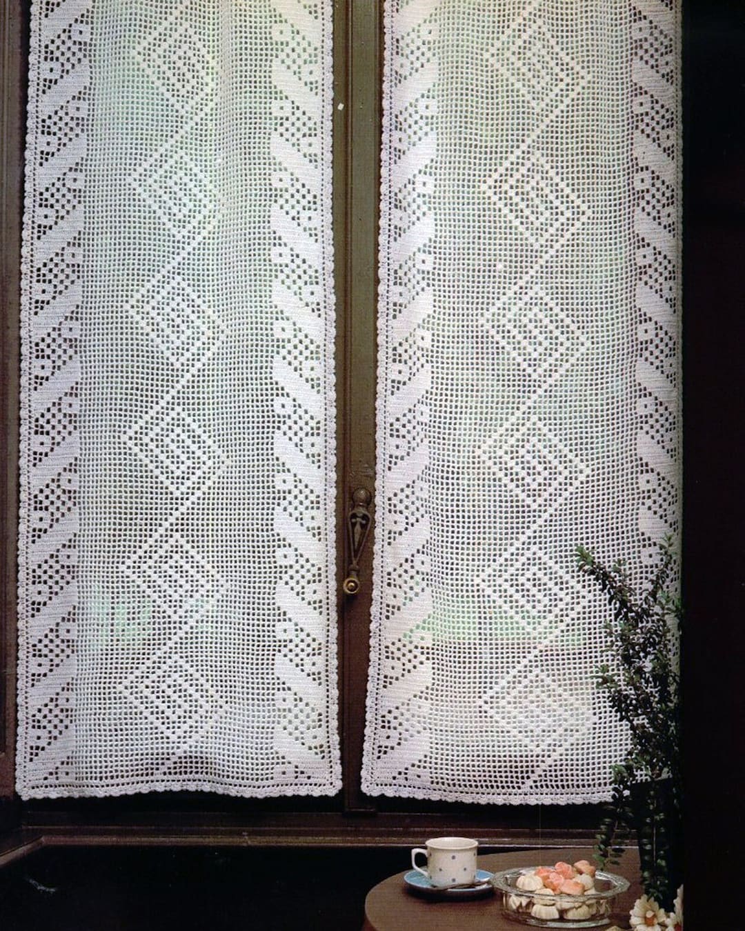 Filet Curtains Crochet Pattern Size: 20 in Wide X 58 in Long Country ...