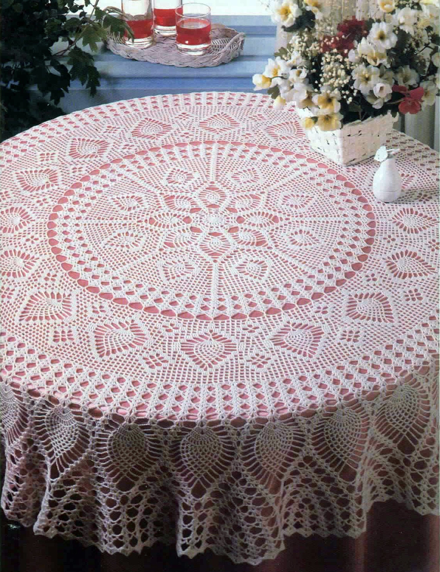 Free Crochet Round Pineapple Tablecloth Pattern Knitted Tablecloth