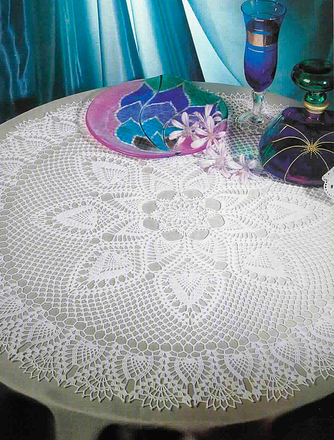 Vintage Crochet Chart Table Center crochet Pineapple Table - Etsy
