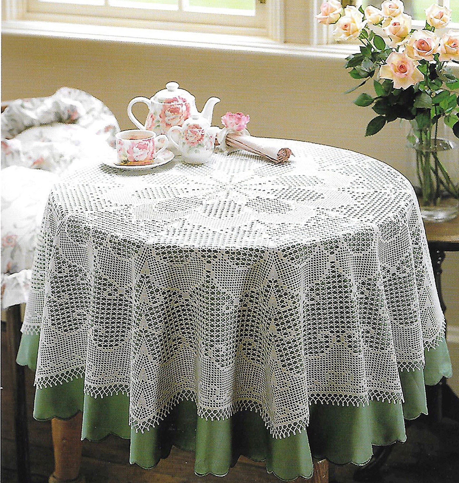 Chart Filet Crochet Pattern Round Lace Tablecloth Size: | Etsy