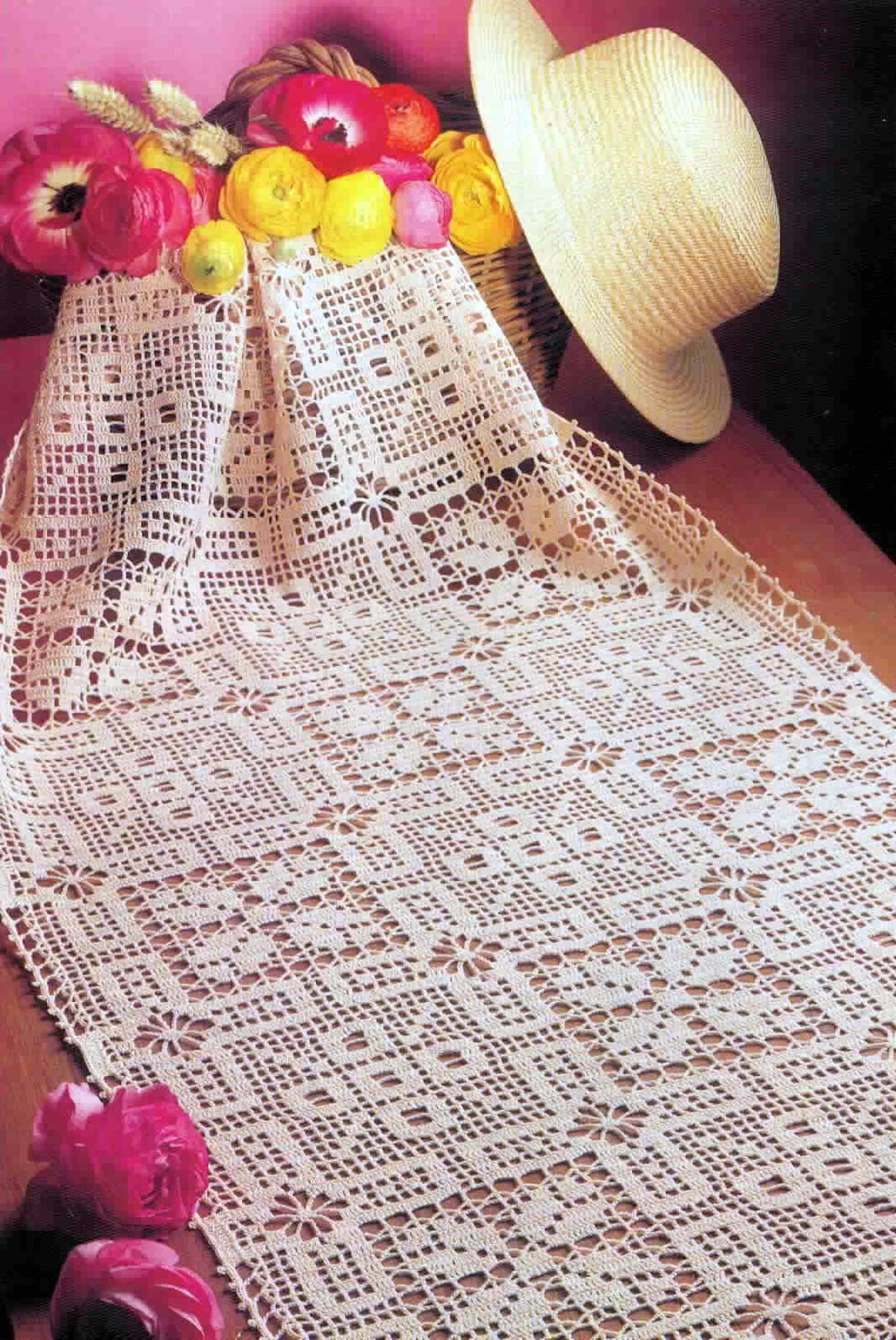 Vintage Chart Crochet Pattern Filet Table Runner Piano Cover - Etsy