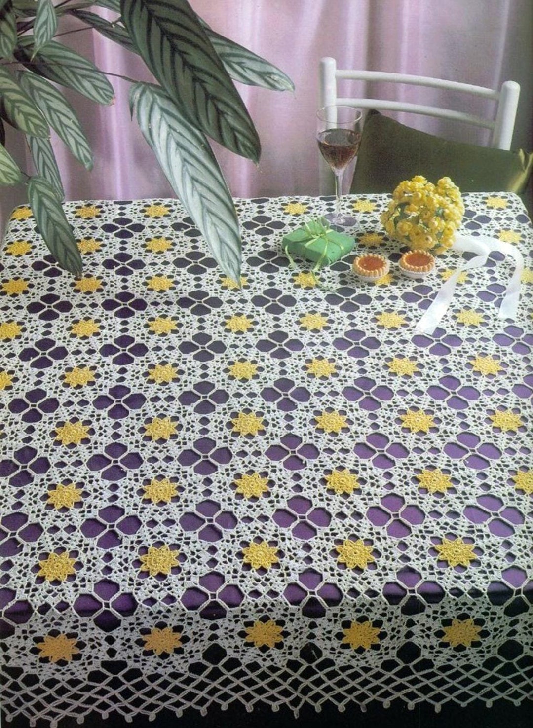 Lace Square Tablecloth Crochet Pattern Lace Motifs Table Cloth Cover ...