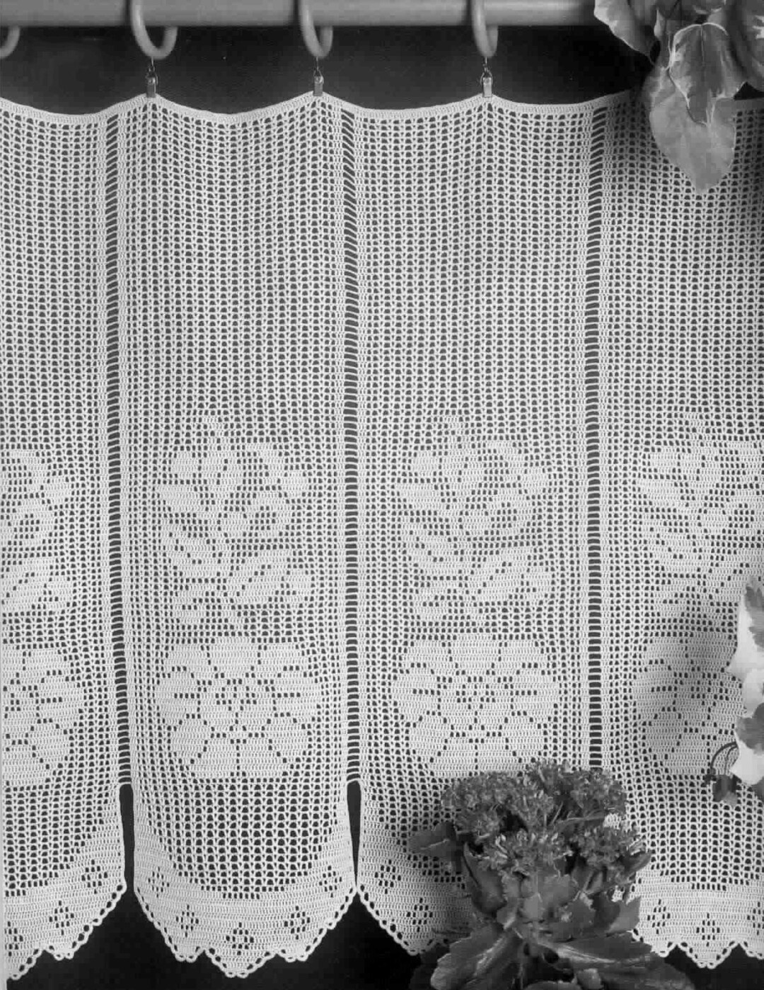 Vintage Pattern White Lace Cotton Curtains for Cottage | Size:74 X 112 ...