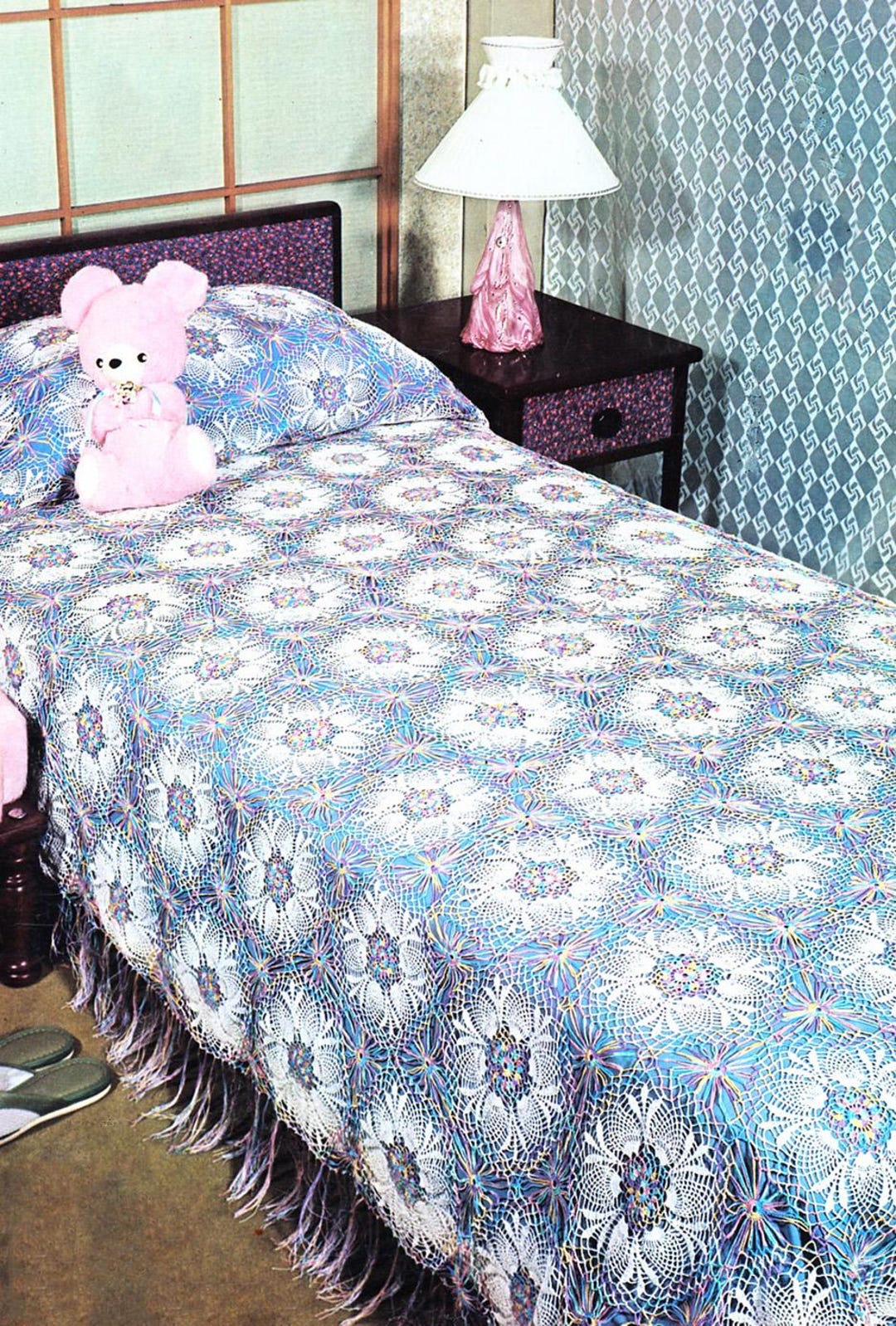 Lace Pineapple Bedspread Crochet Pattern Bed Cover Vintage Pattern Size ...