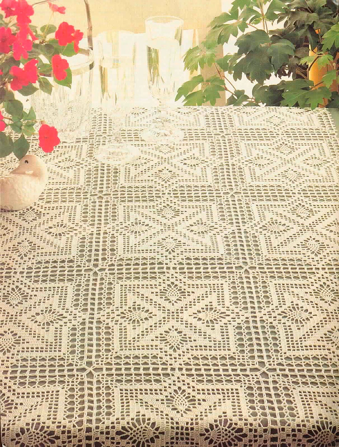 Vintage Chart Filet Crochet Pattern Tablecloth Motifs |23x 45 Inches ...