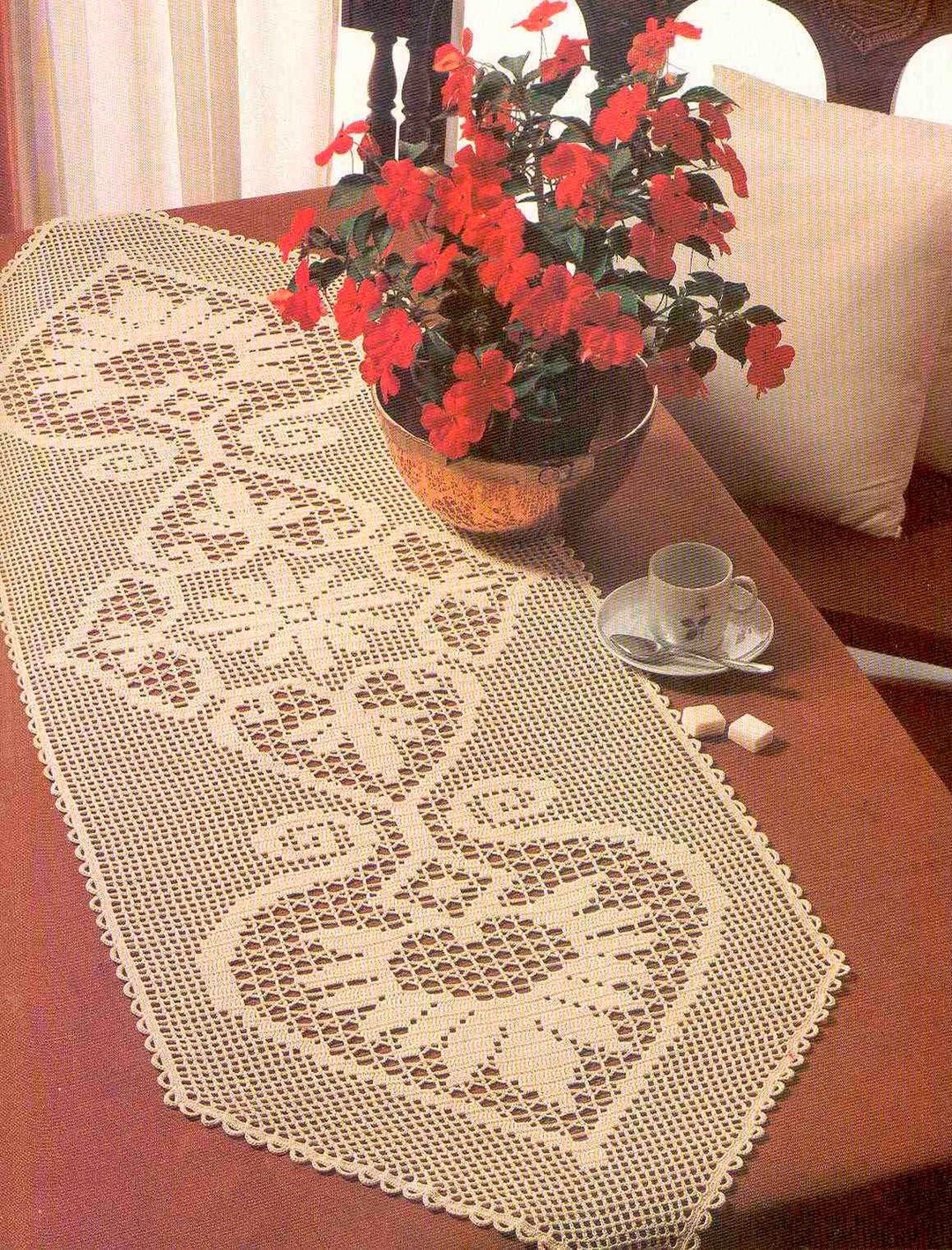 Vintage Chart Crochet Pattern Table Runner| Filet Crochet Runner | Size ...