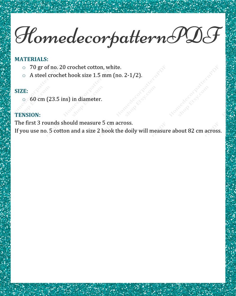 Lace Round Table Center Vintage Crochet Pattern Size: 60 Cm 23 Ins ...