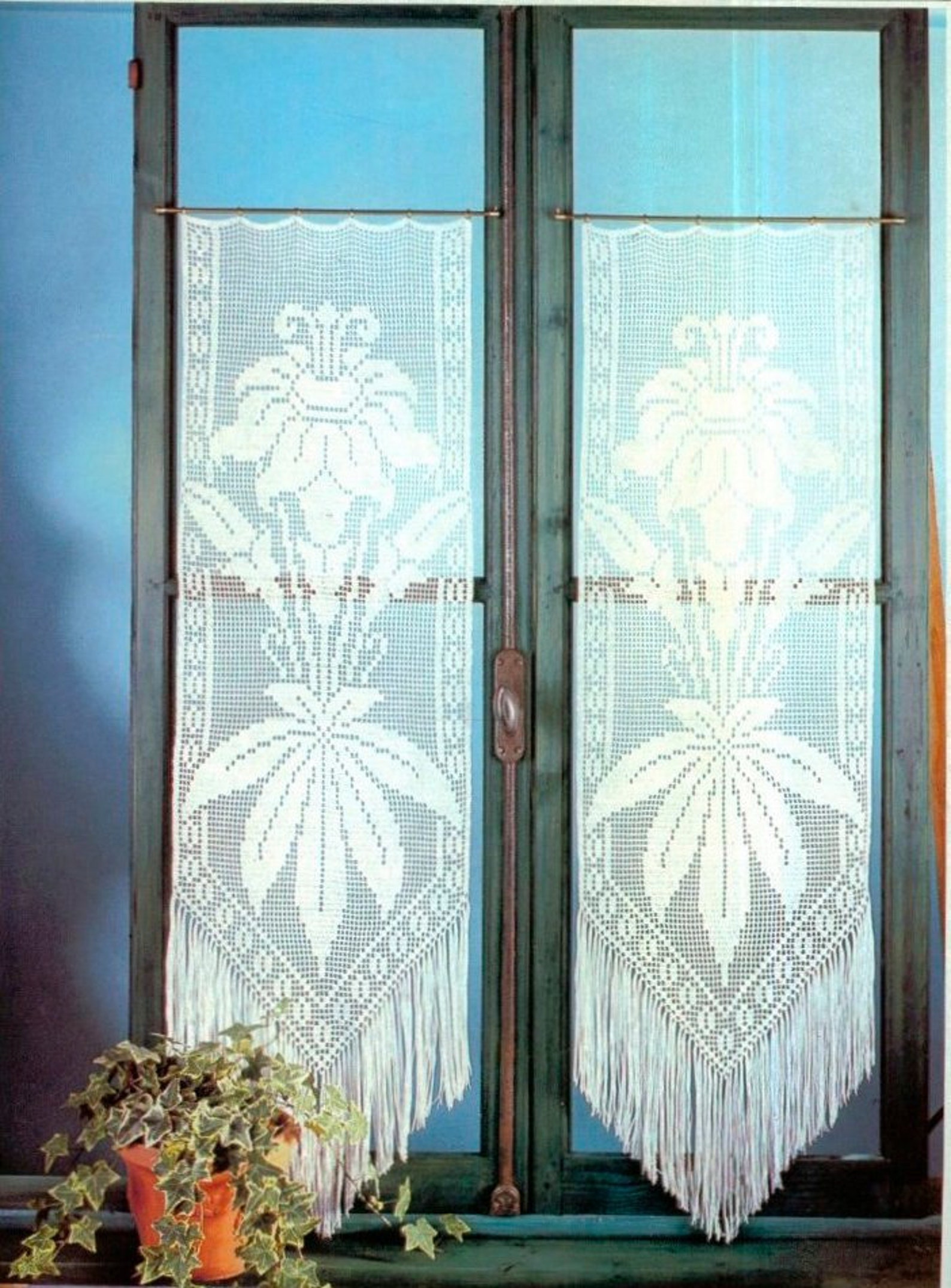 Crochet Pattern Filet Lace Curtain Country Cottage size: 16 X 39,not ...