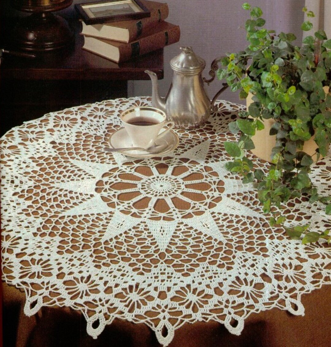 Round Lace Table Center Vintage Crochet Pattern Size: 27 Ins 68 Cm Lacy ...