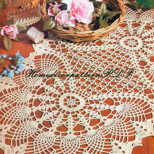 Crochet Oval Pineapple Table Runner Pattern Victorian - Etsy