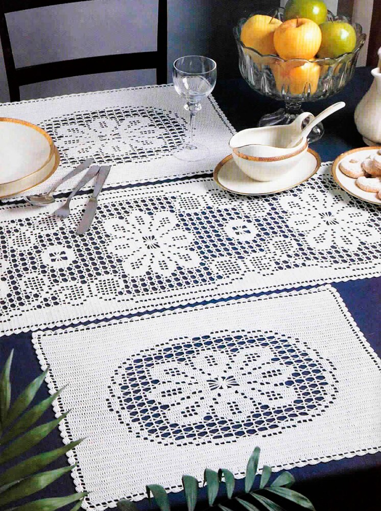 Filet Crochet Placemat and Table Runner Vintage Crochet - Etsy