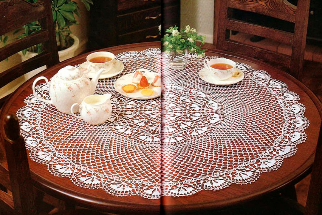 Round Lace Table Center Vintage Crochet Pattern Size: 93 Cm 37 Ins Lacy ...