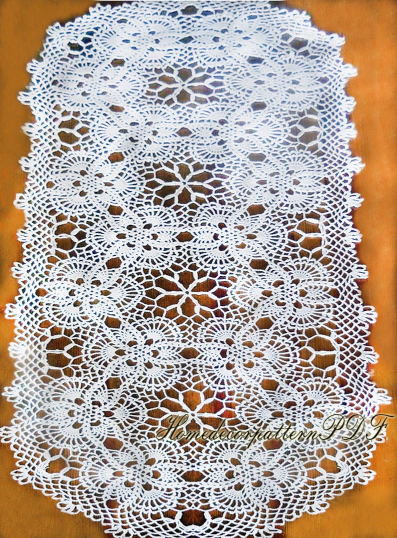 Crochet Motif Oval Pineapple Table Runner size 37cm X 88 Cm - Etsy