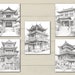 25 Old Chinese Houses Coloring Book - Adults Kids Coloring Pages ...