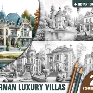 25 German Luxury Villas Coloring Book Adults Kids Coloring - Etsy