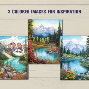 50 Beautiful Mountains Coloring Book - Adults Kids Coloring Pages ...