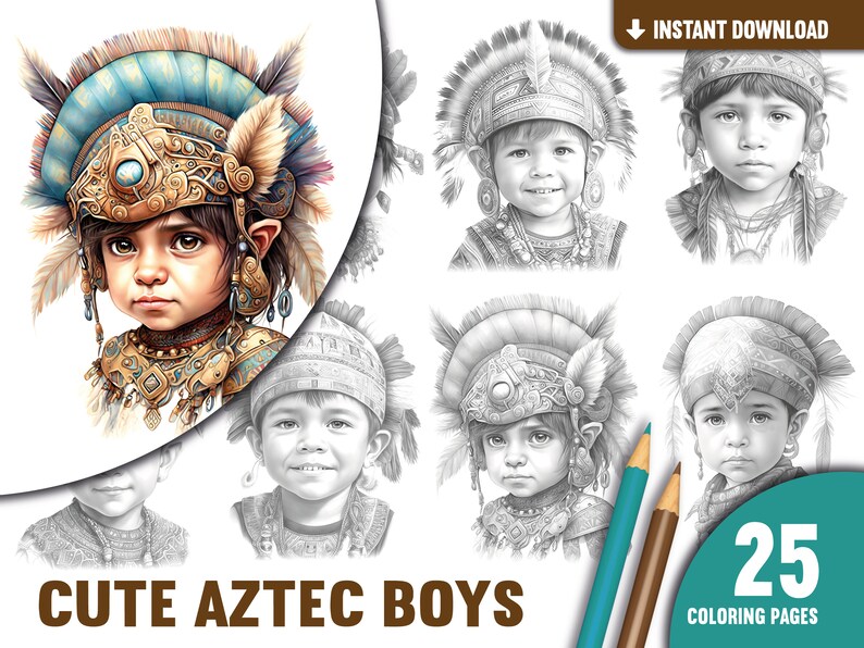 25 Cute Aztec Boys Coloring Book Adults Kids Coloring Pages - Etsy