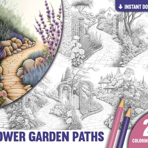 25 Flower Garden Paths Coloring Book Adults Coloring Pages - Etsy