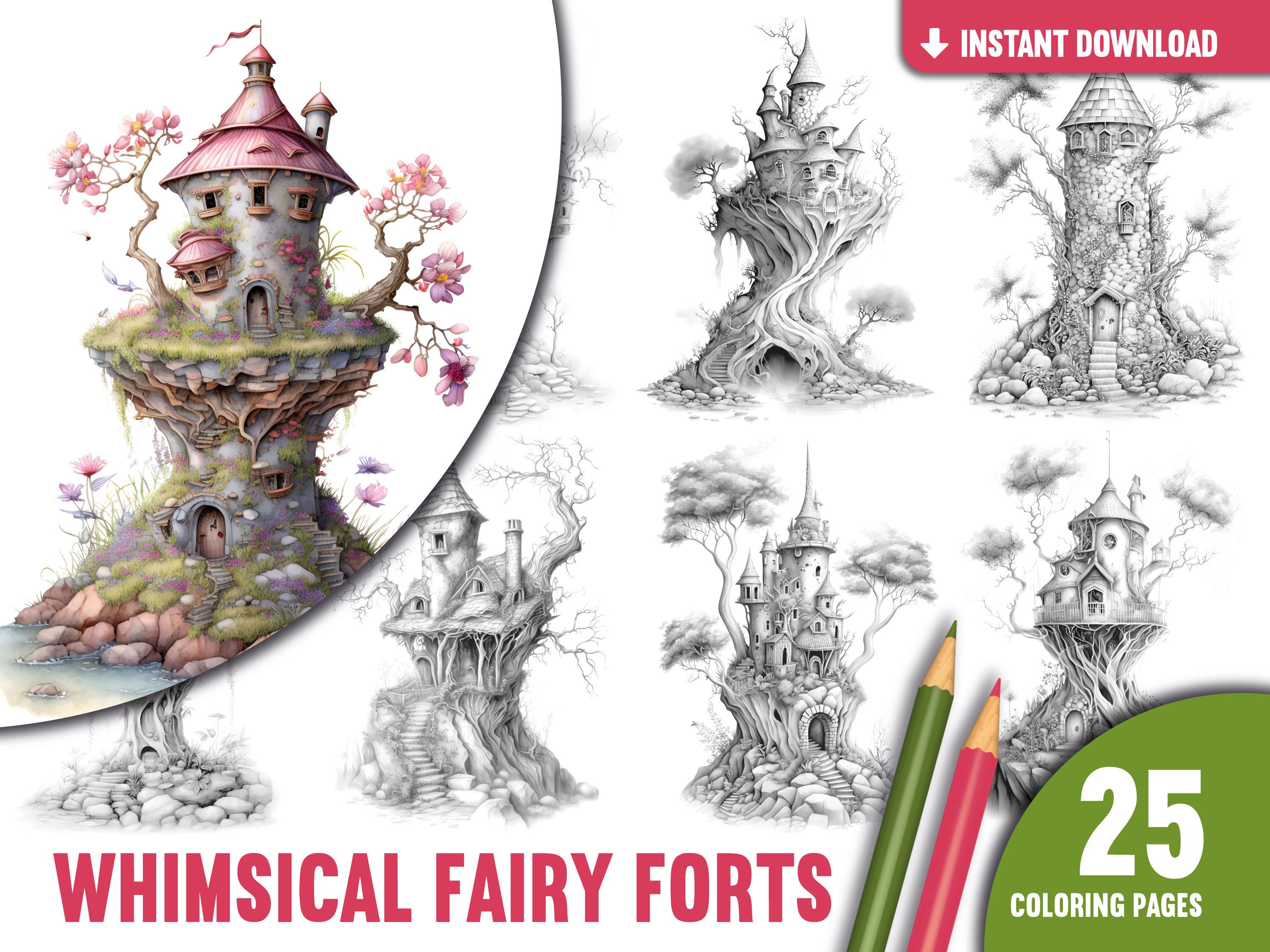 25 Fairy Forts Coloring Book Adults Kids Coloring Pages - Etsy Australia