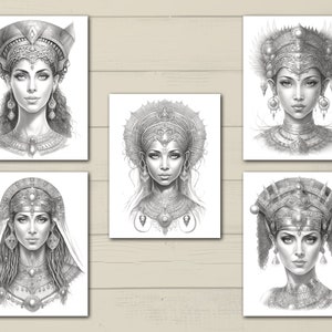 25 Ancient Egyptian Queens Coloring Book - Adults Kids Coloring Pages ...